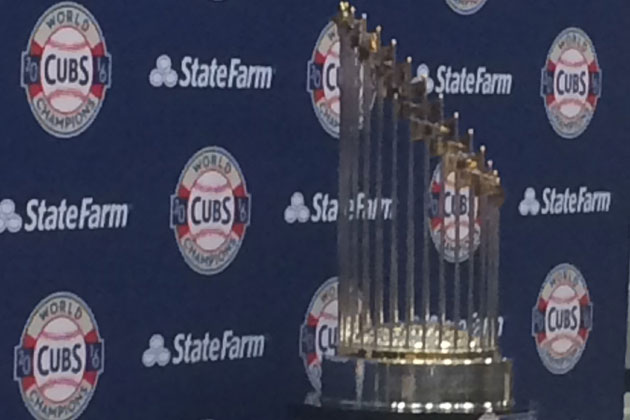 Cubs’ fans get a look at World Series trophy | WJBC AM 1230